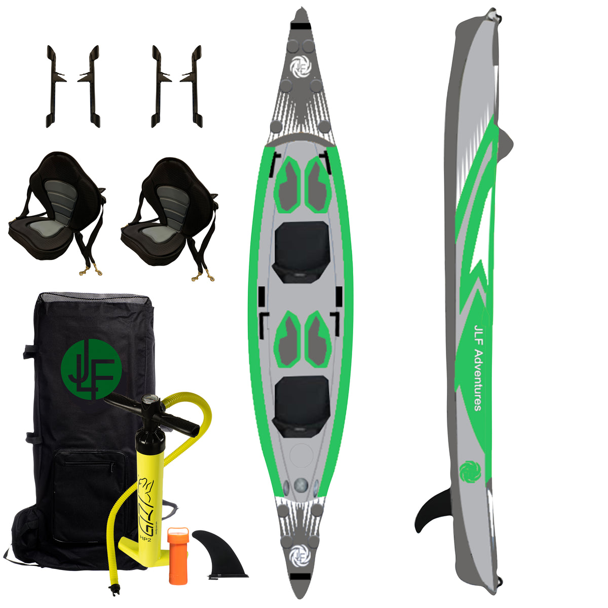 JLF 15 FT Tandem (2-Person) Inflatable Kayak Set – JLF Adventures